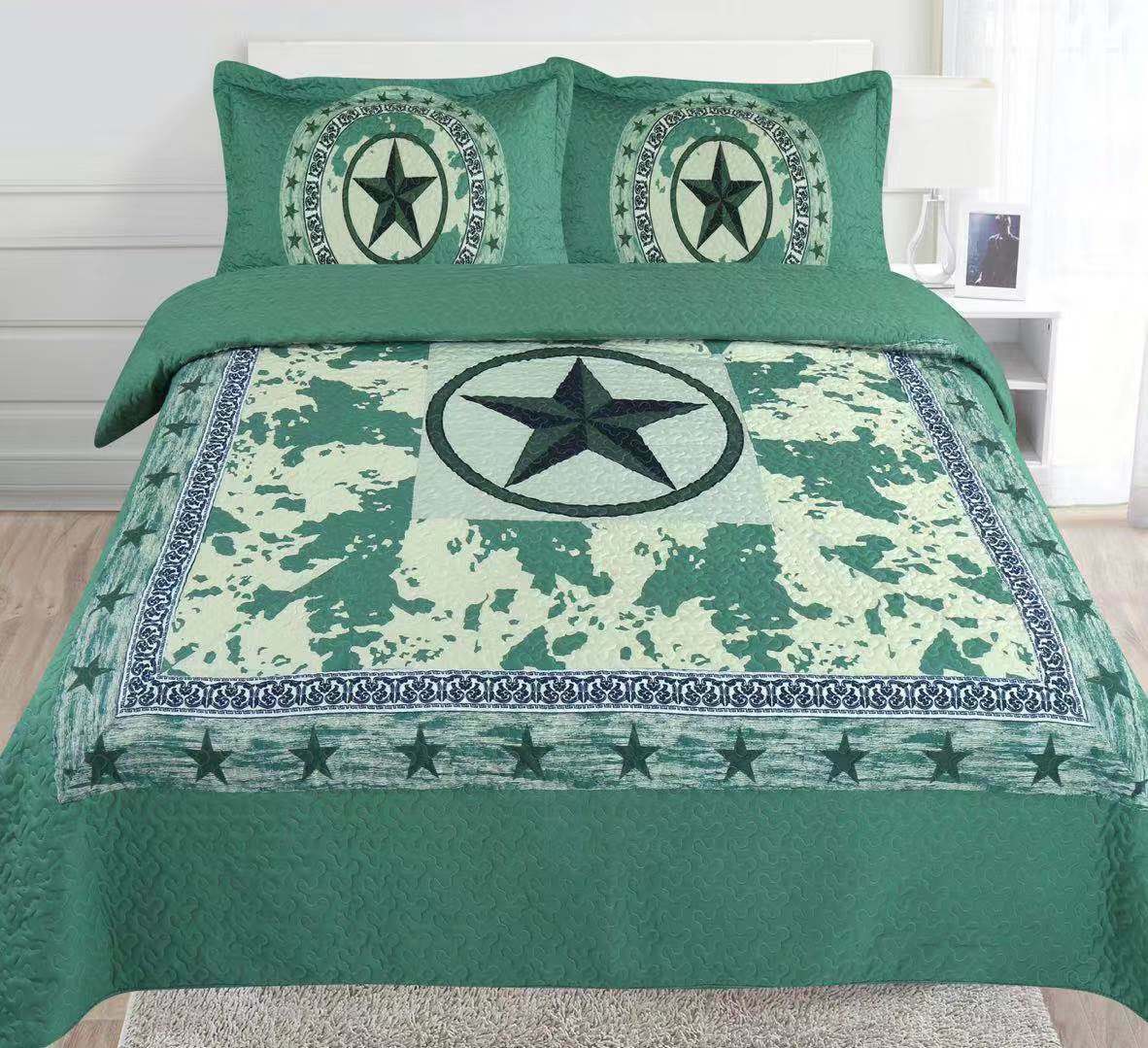 3 PIECE Texas Rustic Western Star Cowboy Design Quilt Barbed Wire BedS ...